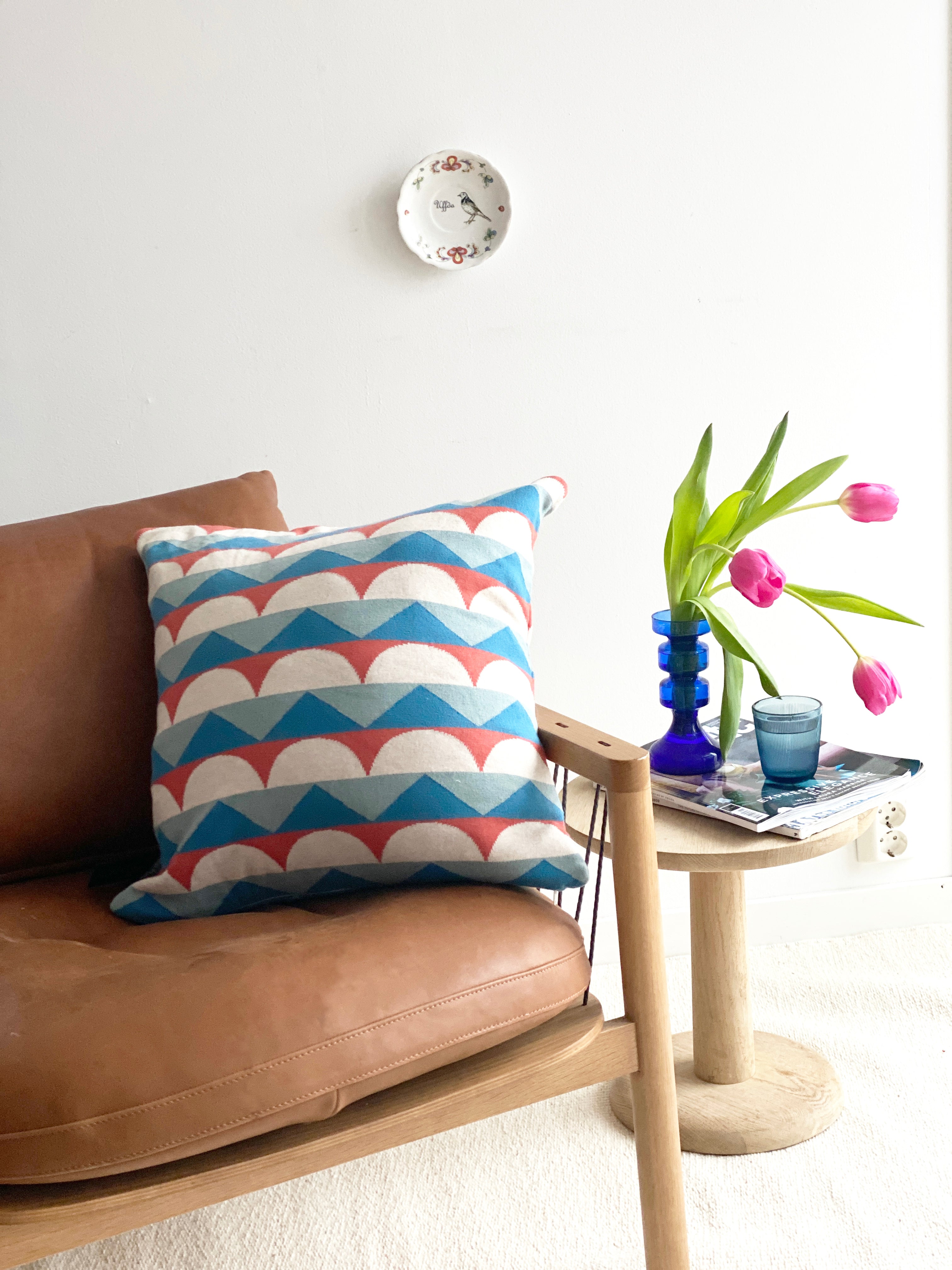 Toby Pillow-Cover Blue, Soft Jacquard Knitted Cotton – Funky Doris