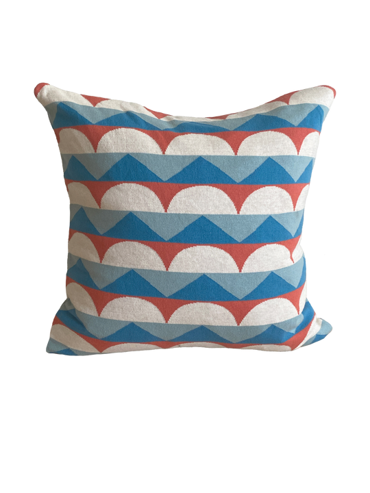 Toby Pillow-Cover Blue, Soft Jacquard Knitted Cotton – Funky Doris